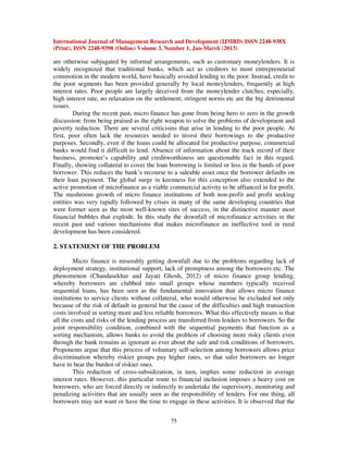 A study on recent trends and problems in using micro finance services ...
