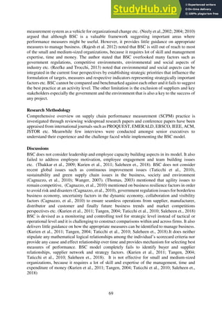 A STUDY ON SC PERFORMANCE MEASUREMENT IN MANUFACTURING INDUSTRY THROUGH ...