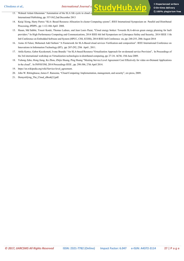 A Study On Service Level Agreement Management Techniques In Cloud | PDF