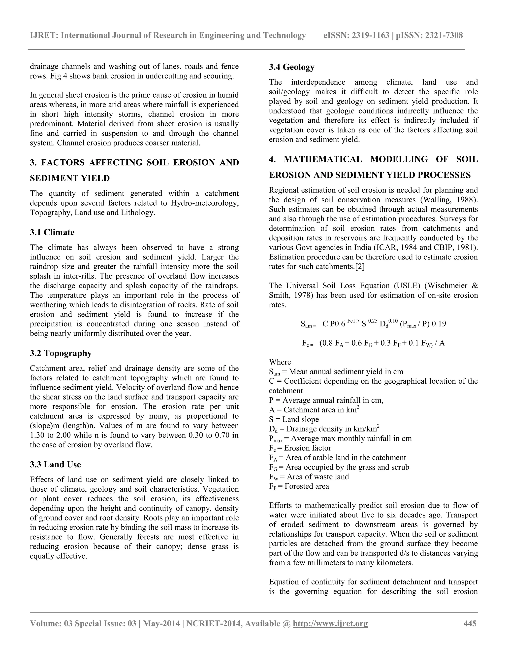 A study on soil erosion and its impacts on floods and sedimentation | PDF