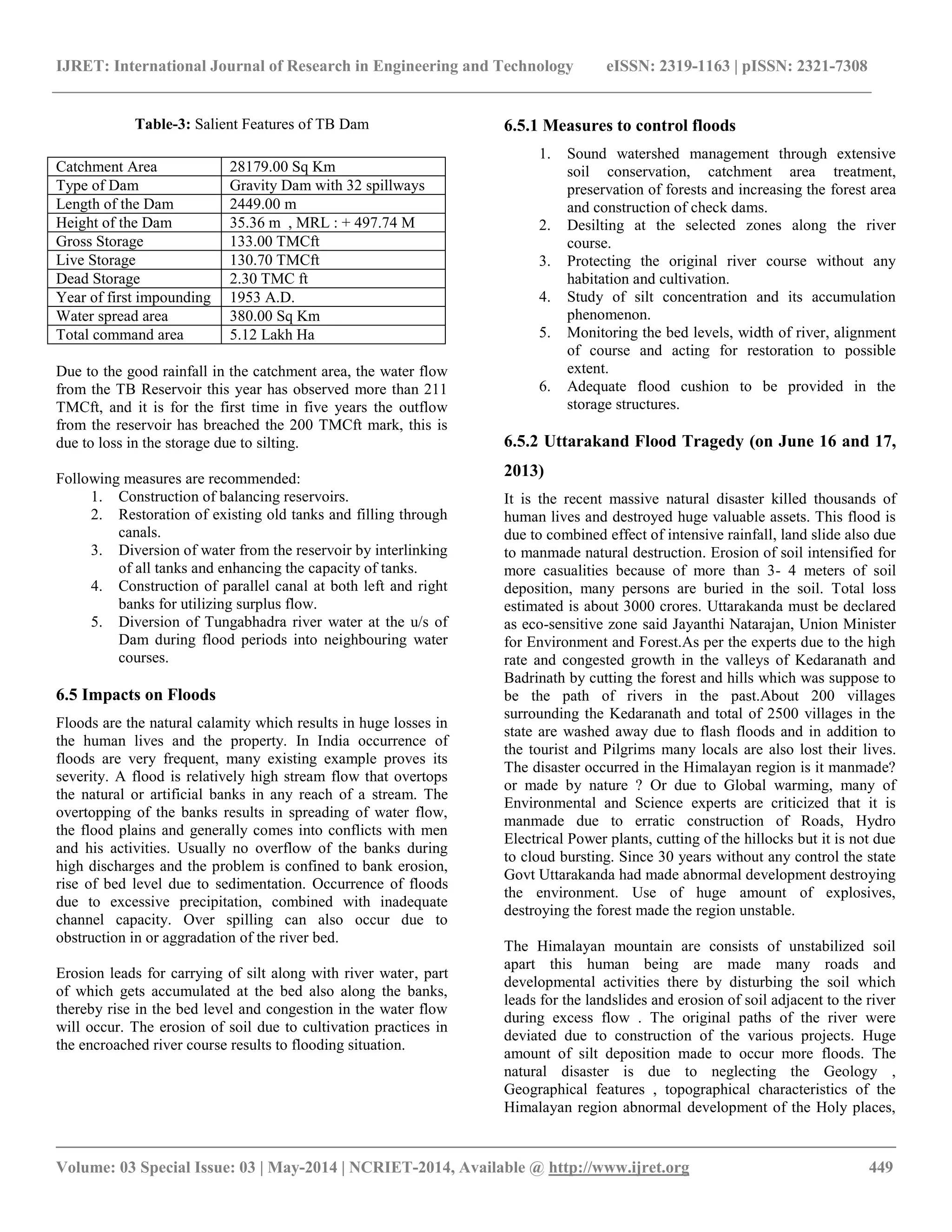 A study on soil erosion and its impacts on floods and sedimentation | PDF
