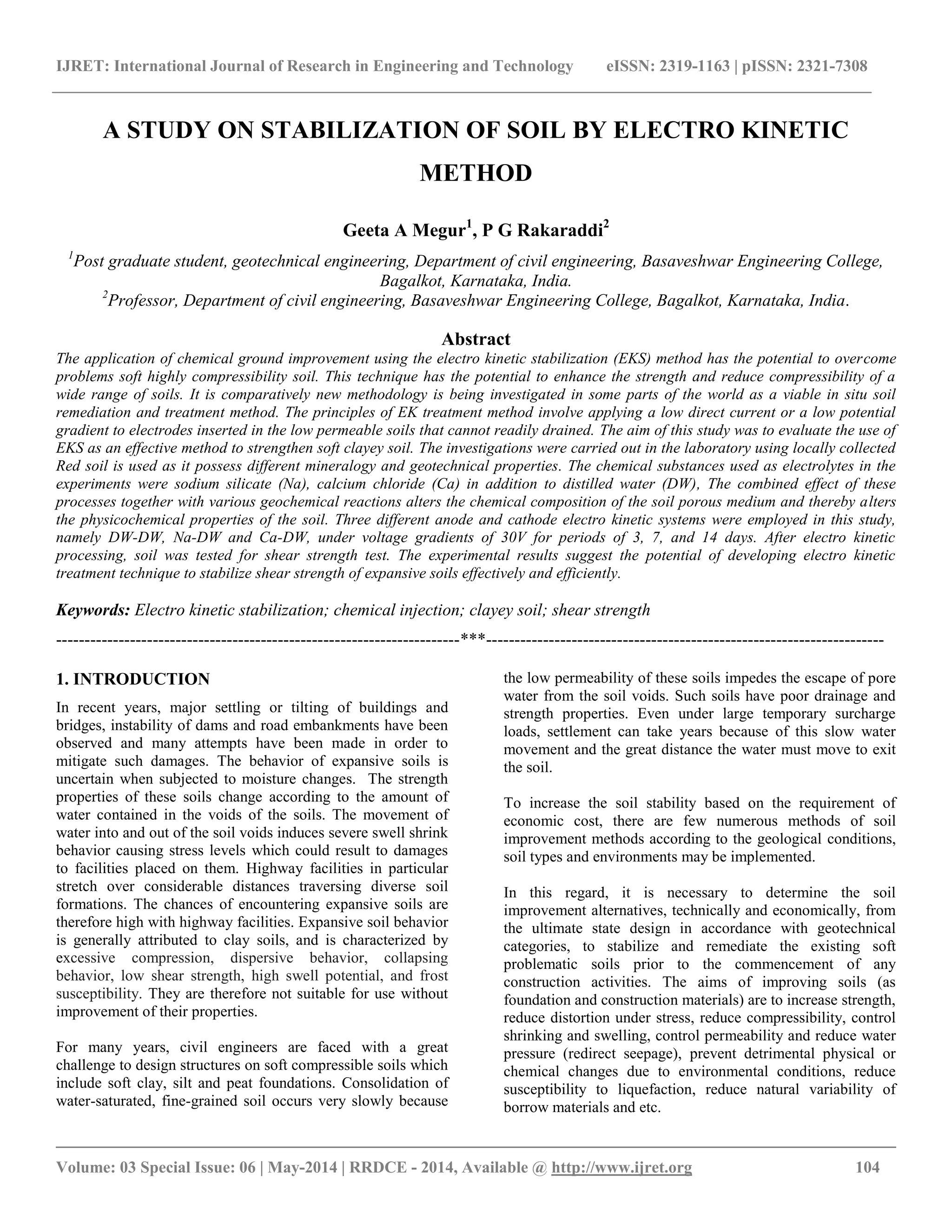 A study on stabilization of soil by electro kinetic method | PDF ...