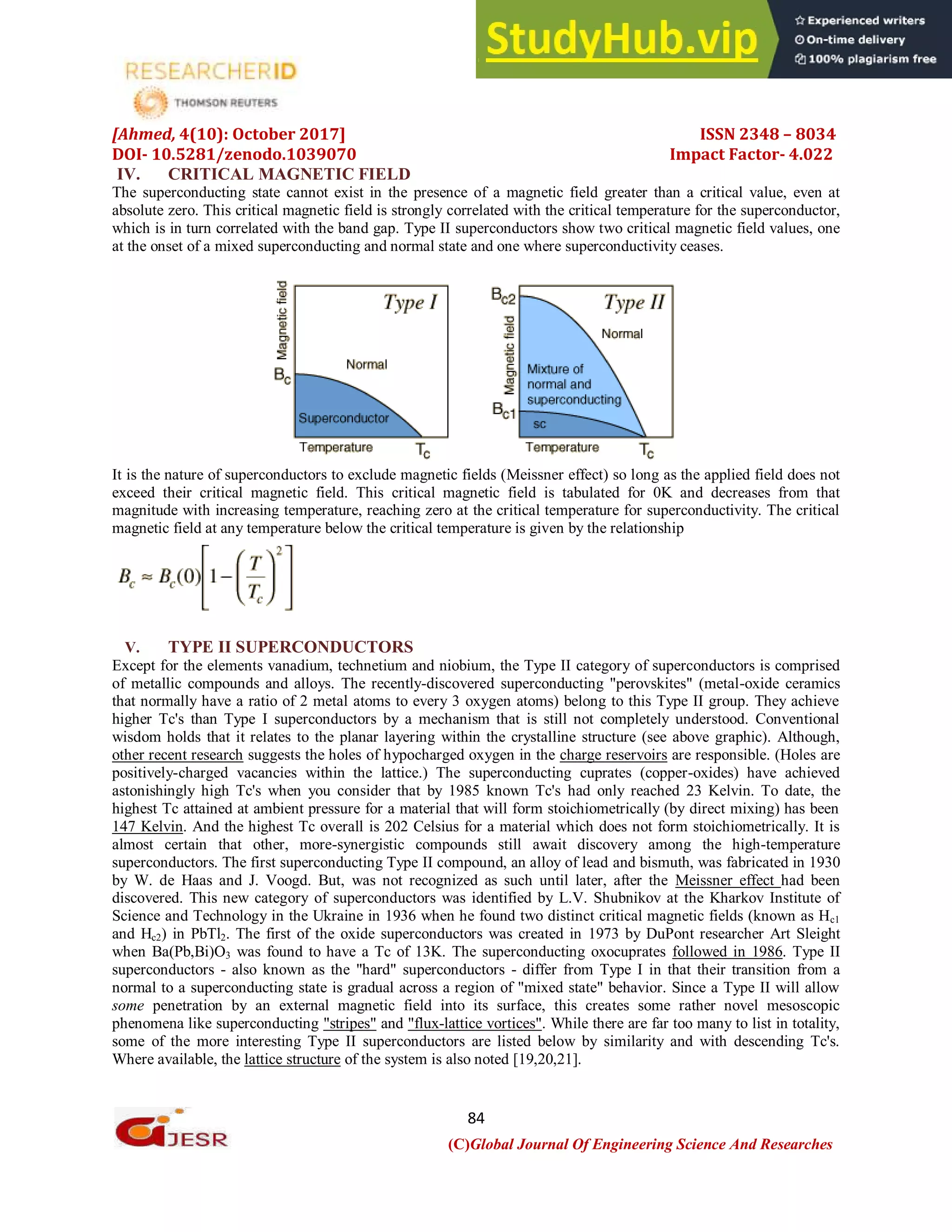 A STUDY ON SUPERCONDUCTING MATERIALS | PDF