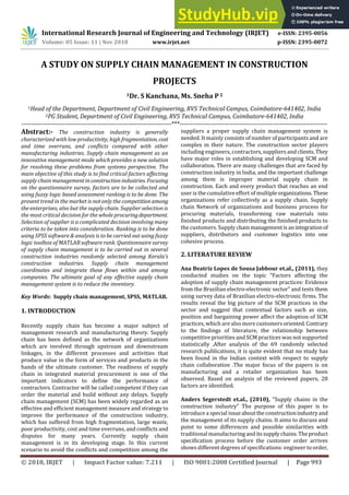 A STUDY ON SUPPLY CHAIN MANAGEMENT IN CONSTRUCTION PROJECTS | PDF ...