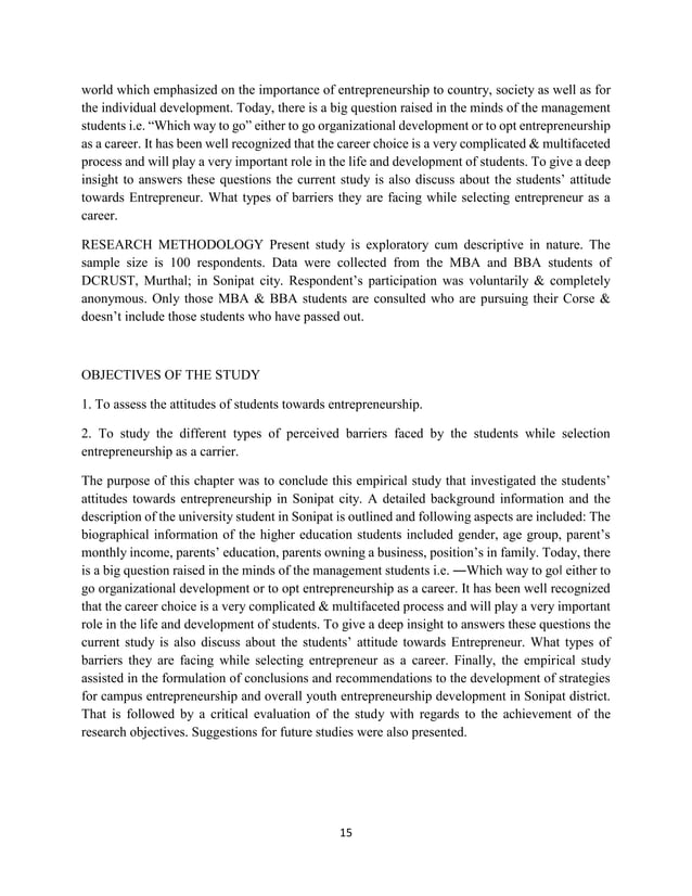 A study on the attitude of graduated youths towards entrepreneurship