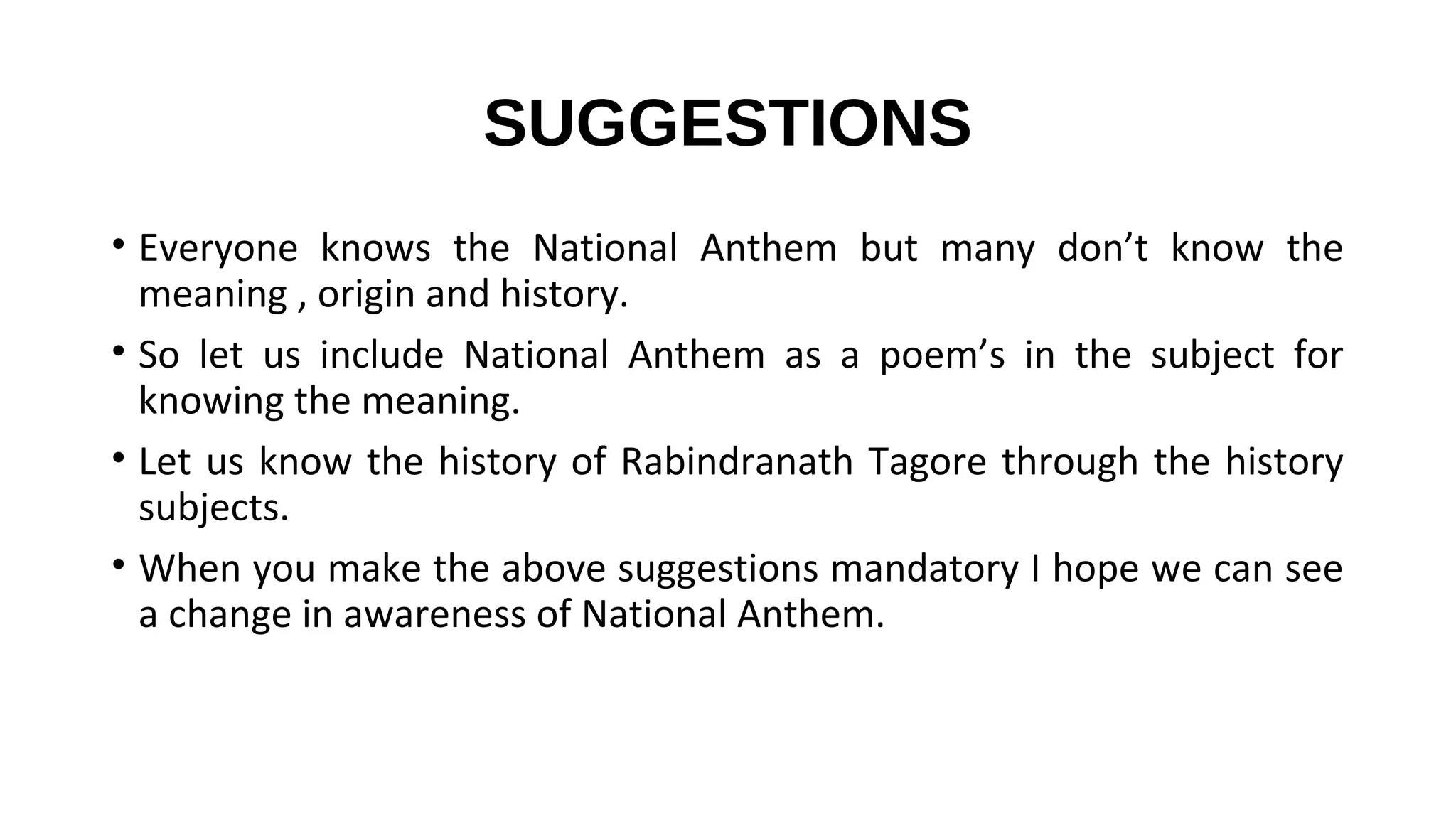 A study on the awareness national anthem | PPT