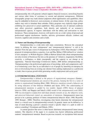 A study on the entrepreneurial intention among students | PDF