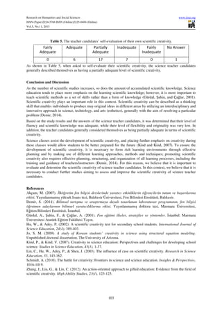 A study on the evaluation of scientific creativity among science | PDF