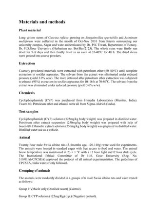 A study on the extracts of cuscuta reflexa roxb. in treatment of ...