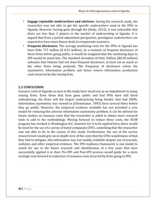 A study on the issuance costs in uganda and ways of reducing them | PDF