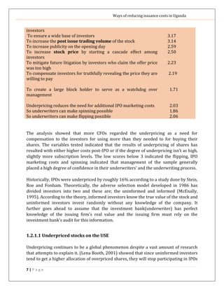 A study on the issuance costs in uganda and ways of reducing them | PDF