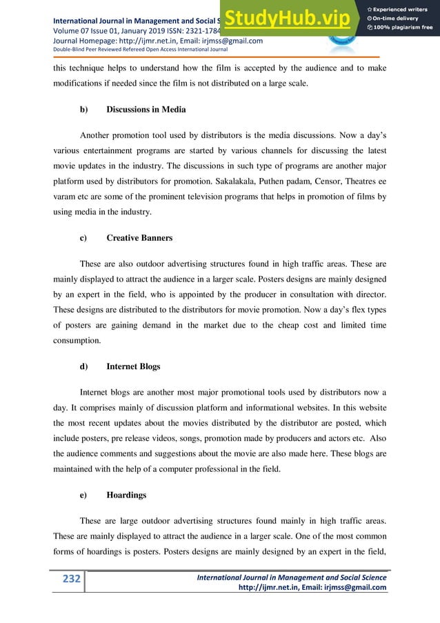 A STUDY ON THE MAJOR PROMOTION METHODS USED IN MALAYALAM FILM INDUSTRY ...