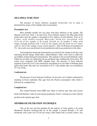 A study on the presence of fecal pollution indicator | PDF