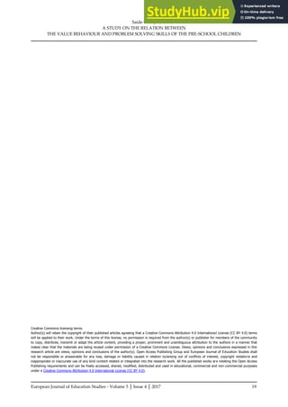 A STUDY ON THE RELATION BETWEEN THE VALUE BEHAVIOUR AND PROBLEM SOLVING ...