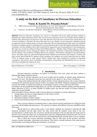 A Study On The Role Of Consultancy In Overseas Education | PDF