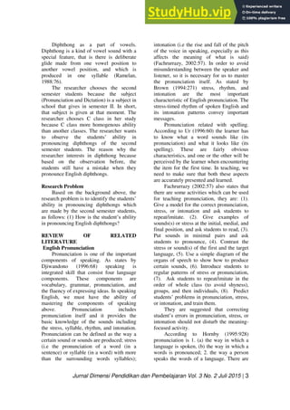 A Study On The Students Ability In Pronouncing Diphthongs | PDF