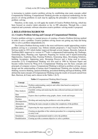 A STUDY ON THE SW CODING EDUCATION AND CREATIVE PROBLEM SOLVING | PDF