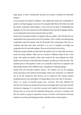 A study on the teacher’s roles in group work in communicative language ...