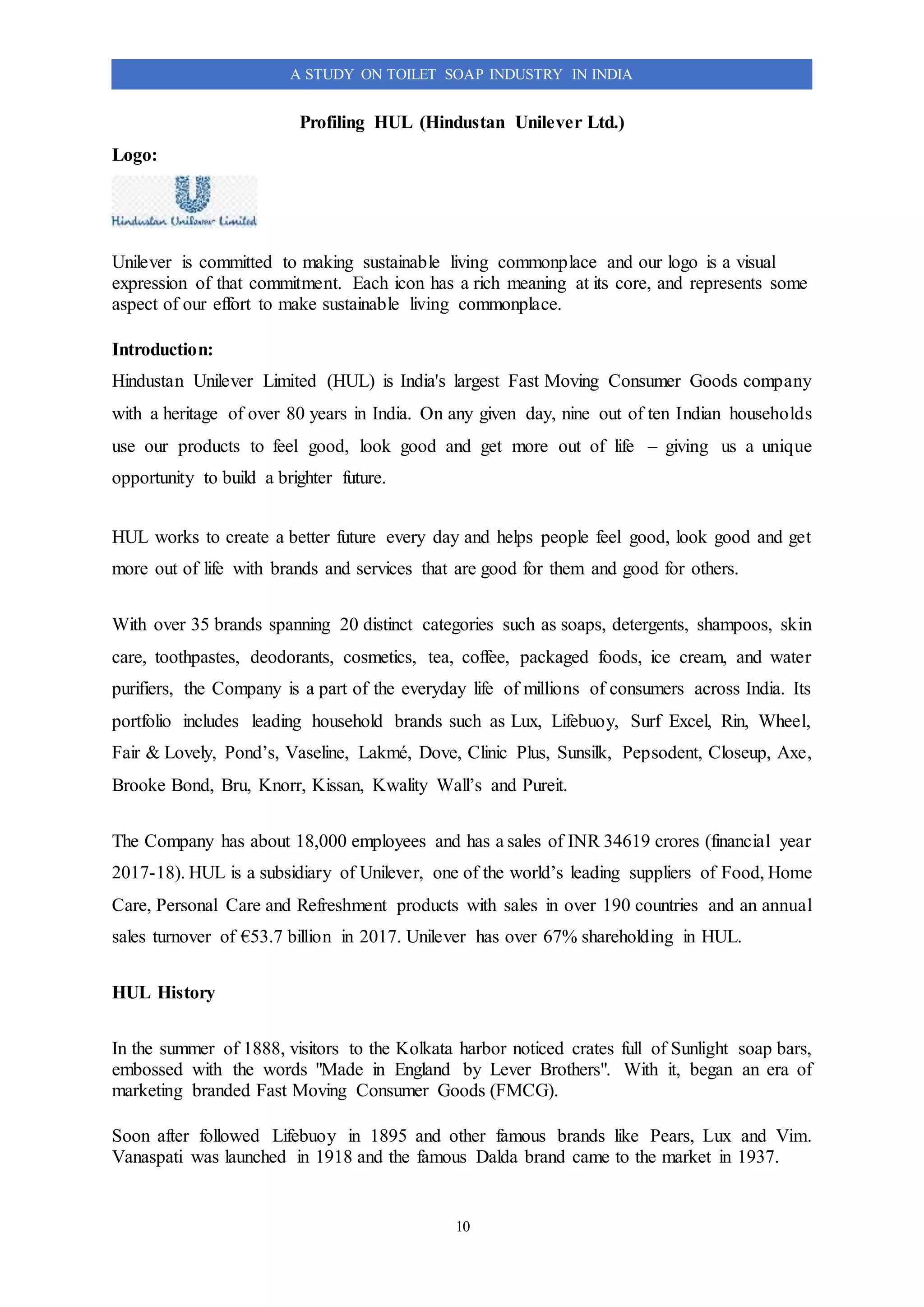 A study on toilet soap industry in India | DOCX