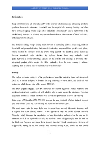 A study on toilet soap industry in India | DOCX