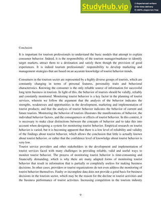 A Study On Tourist Buying Behavior Models - Literature Review | PDF