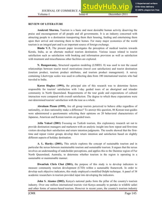 A STUDY ON TOURIST SATISFACTION TOWARDS TOURISM SPOT WITH SPECIAL ...