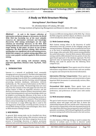 A Study On Web Structure Mining | PDF | Web Design and HTML | Internet