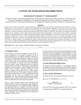 A study on wind speed distributions | PDF
