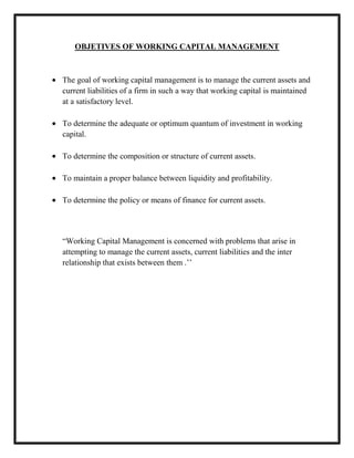 A study on working capital management | DOCX