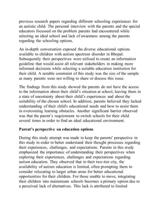 A Study to Understand the Need to Select Ideal Schooling for Children ...