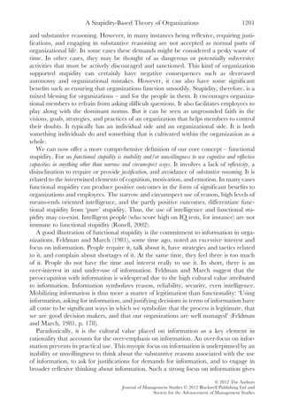 A stupidity based theory of organizations | PDF