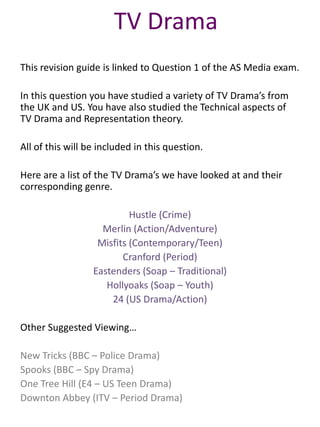 As tv drama revision guide | PPTX