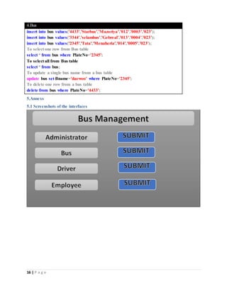 Asu bus management project (autosaved) | PDF