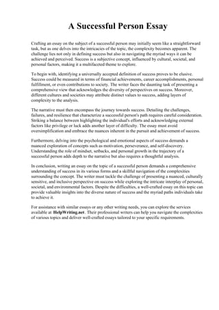 A Successful Person Essay. Fitchburg State University | PDF