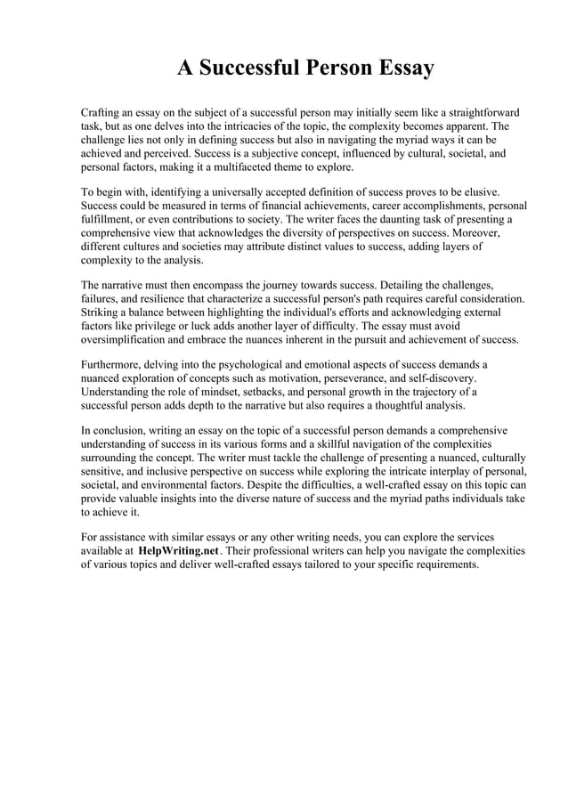 A Successful Person Essay. Fitchburg State University | PDF