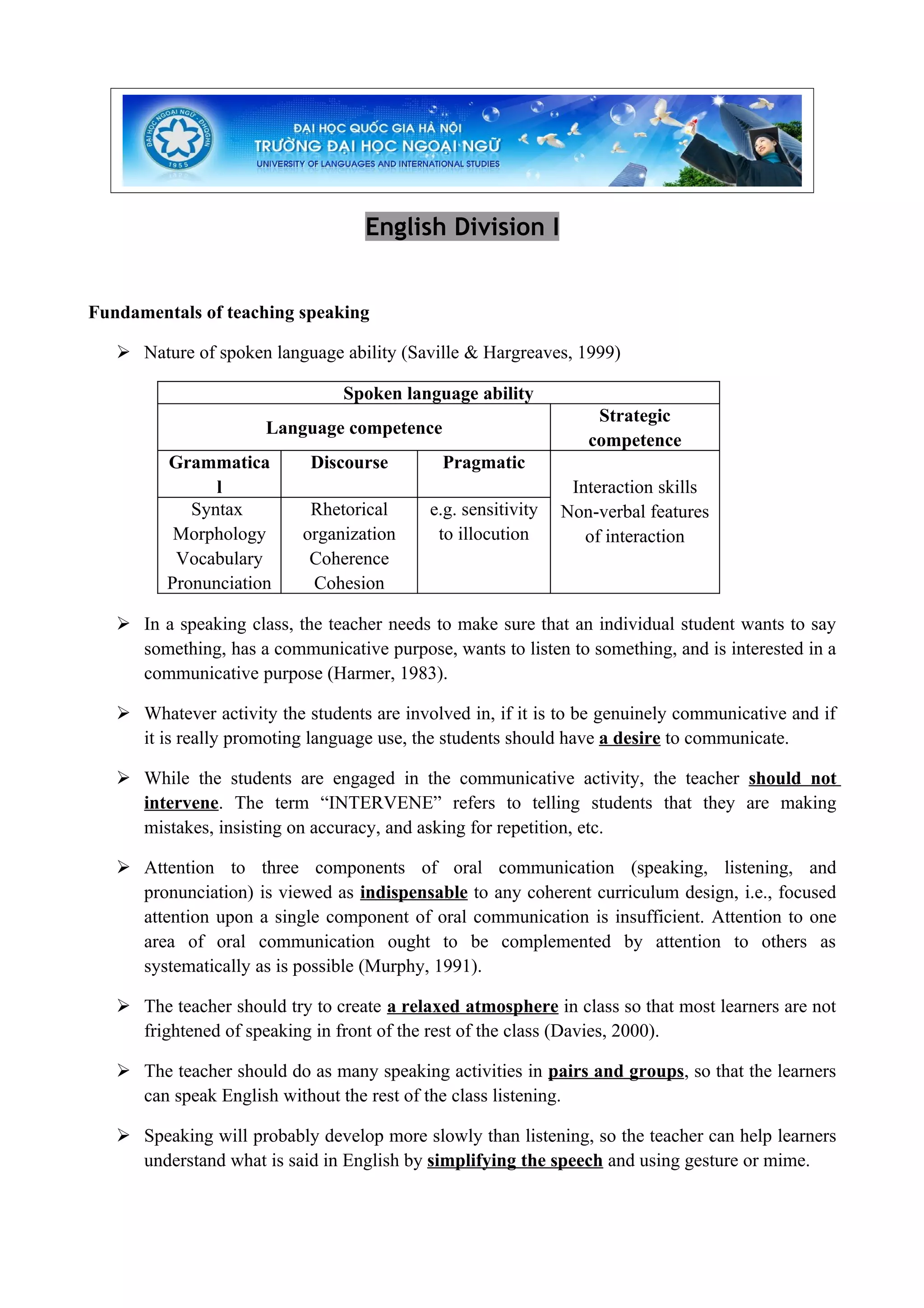 A Successful Speaking Lesson 2009 | PDF
