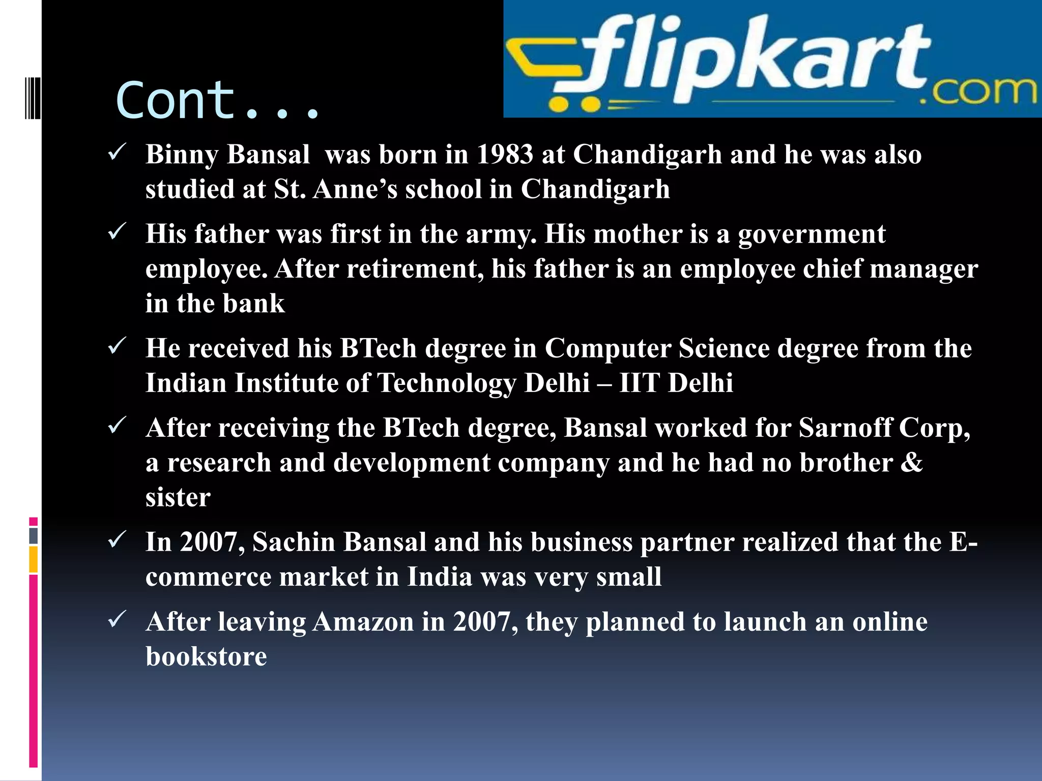 A success story of entrepreneur "Sachin Bansal" | PPTX