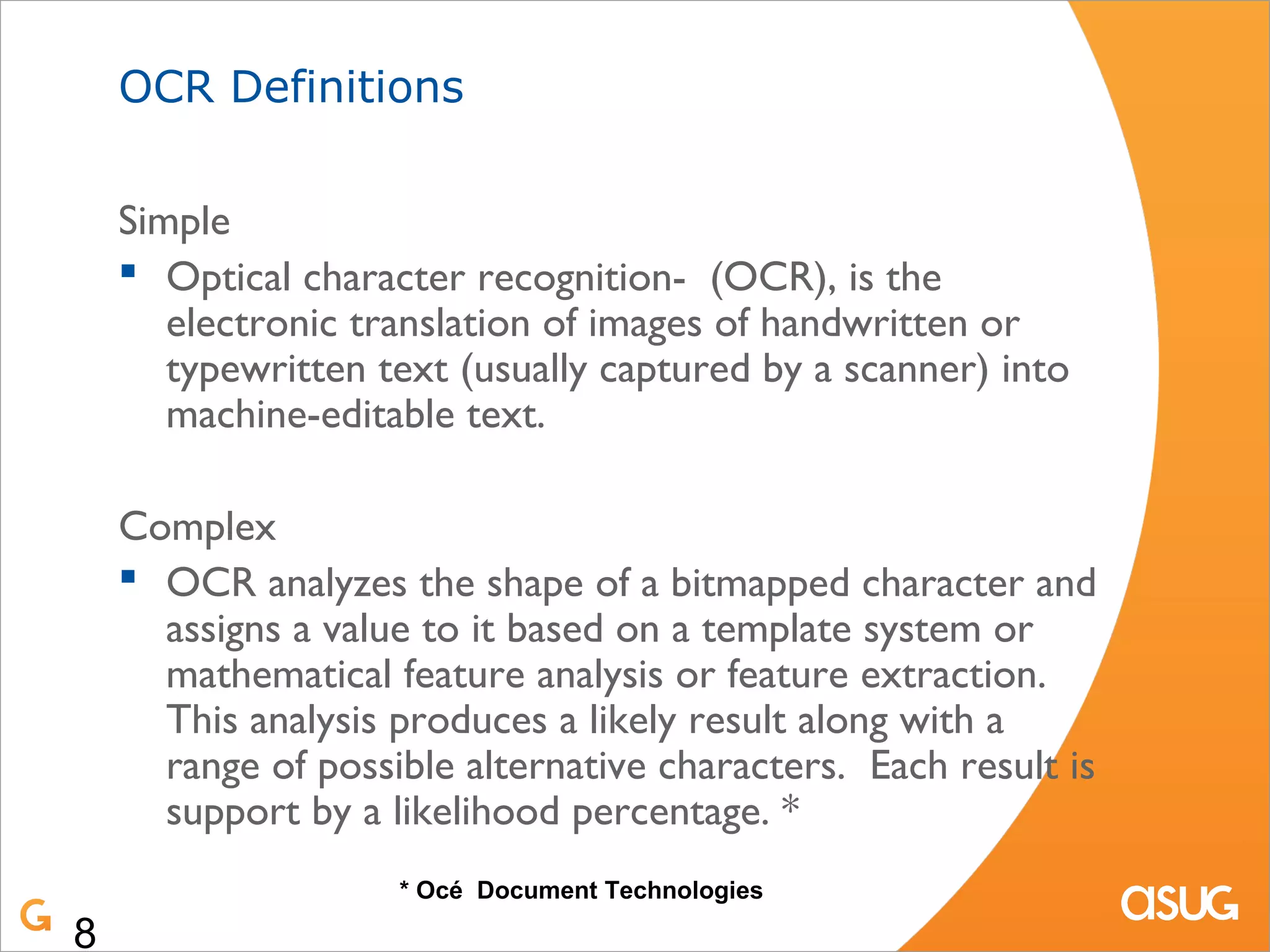 OCR and Content Management with SAP and Imaging | PPT