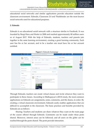 A Suggestion On How Edmodo Can Encourage A Lifelong Learning | PDF