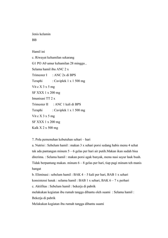 Asuhan kebidanan pada ibu hamil fisiologis | DOCX