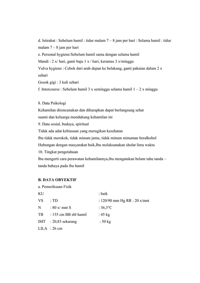 Asuhan kebidanan pada ibu hamil fisiologis | DOCX