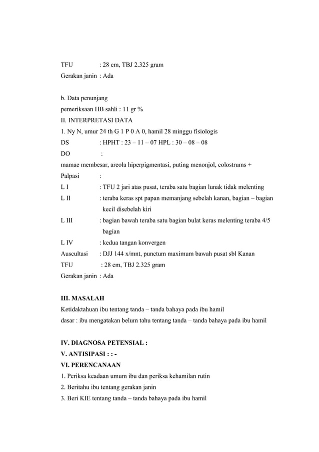 Asuhan kebidanan pada ibu hamil fisiologis | DOCX
