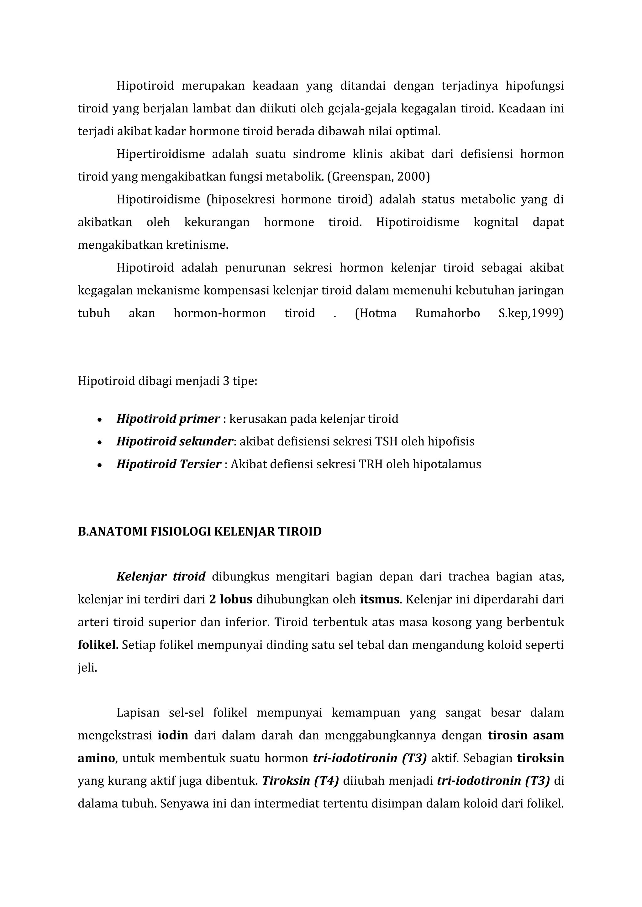 Asuhan keperawatan hipotiroid | DOCX