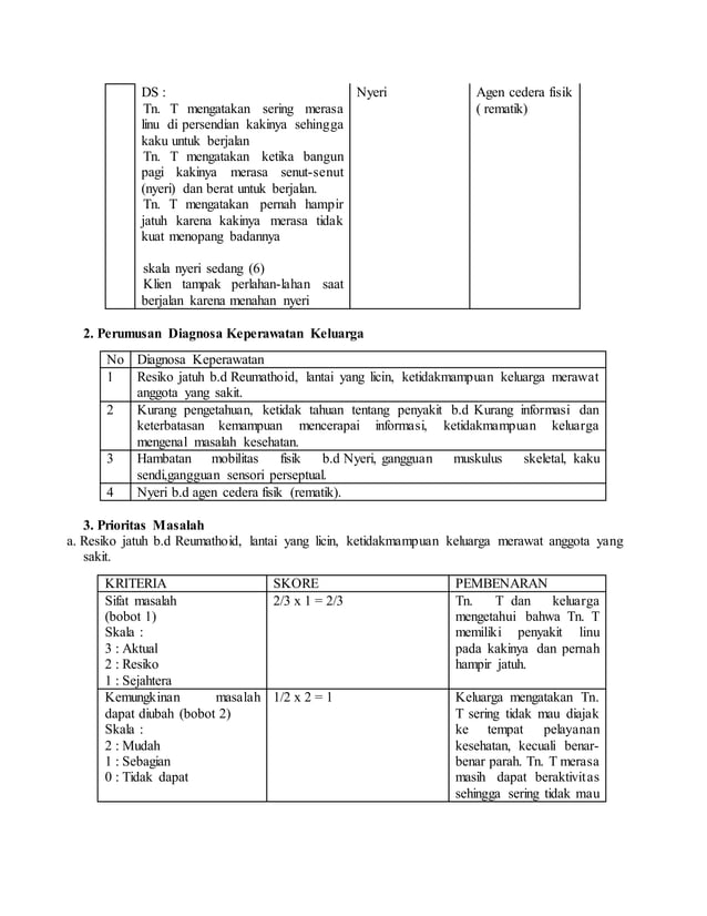 Asuhan keperawatan keluarga dengan lansia yang menderita rematik | DOCX