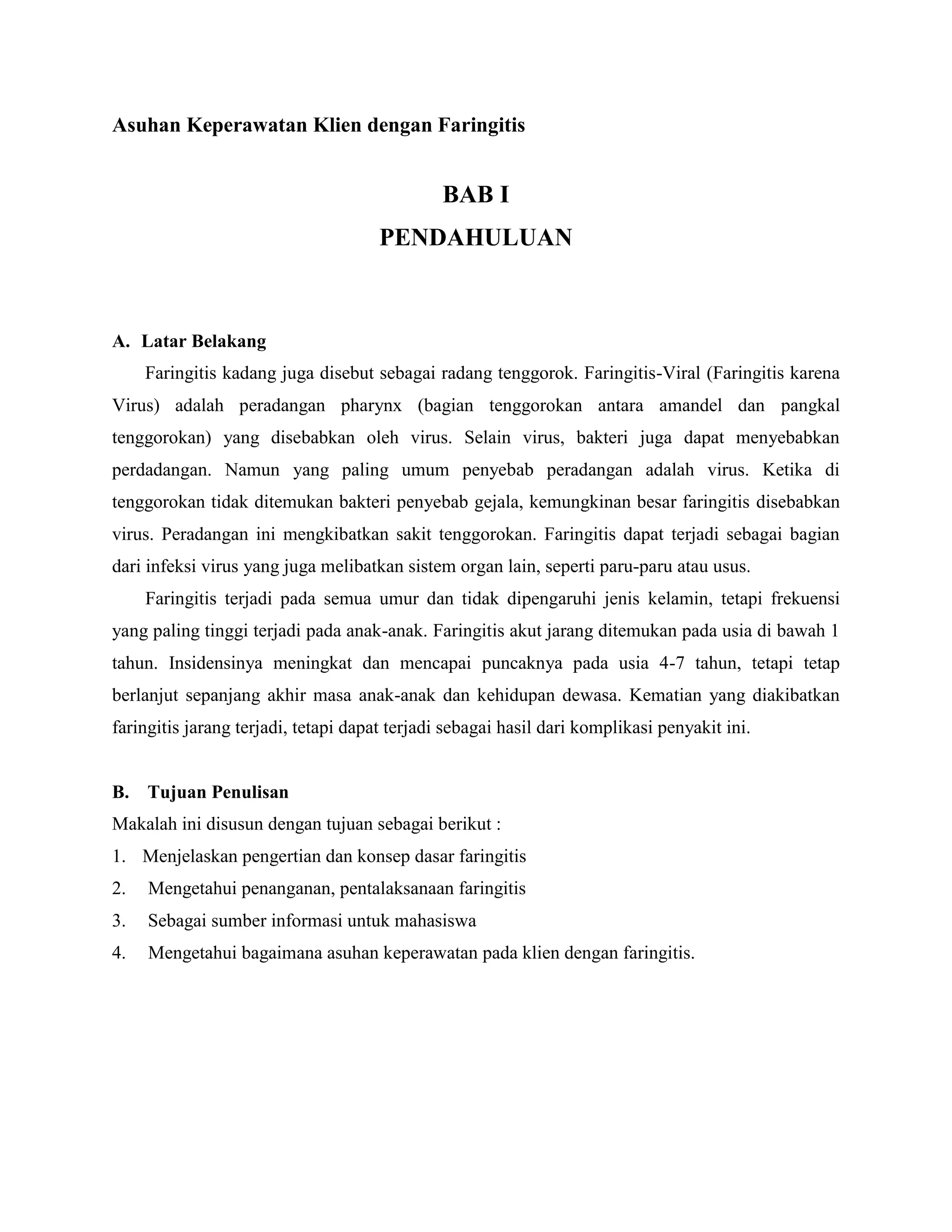 Asuhan keperawatan klien dengan faringitis shinttttta | DOCX