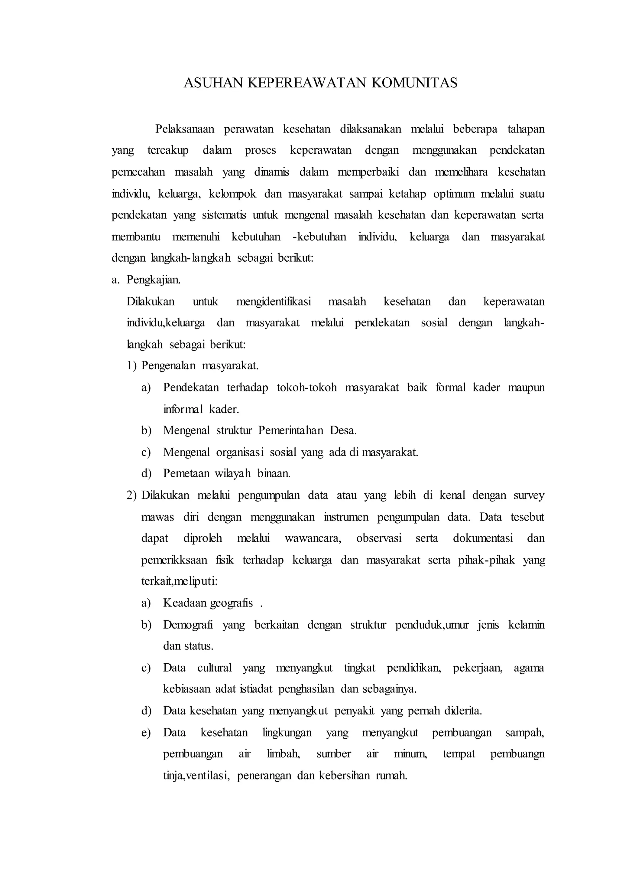 Asuhan keperawatan komunitas ibu asmalia | PDF