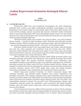 Asuhan keperawatan komunitas kelompok khusus lansia | DOCX