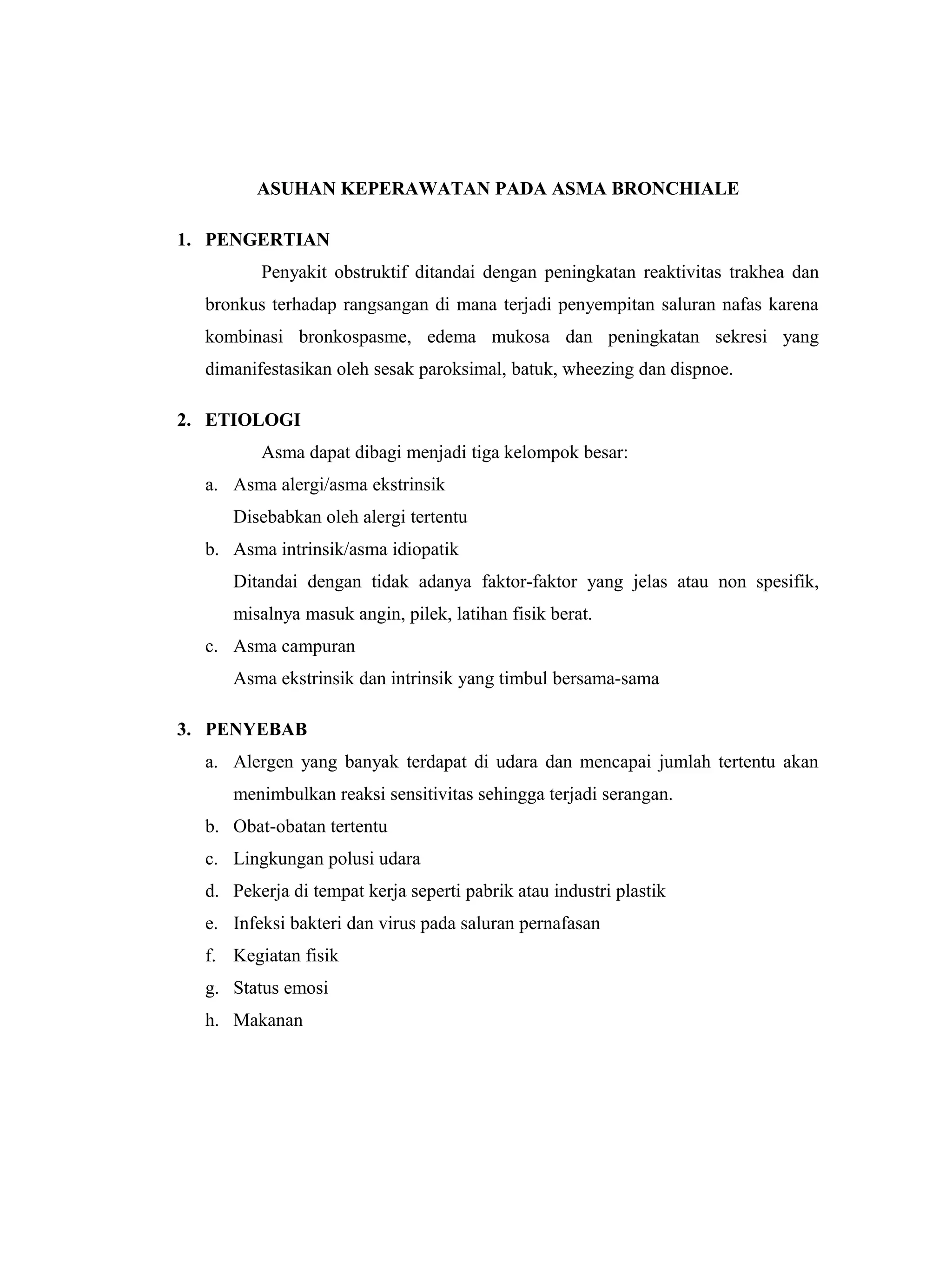 Asuhan keperawatan pada asma bronchiale | DOC