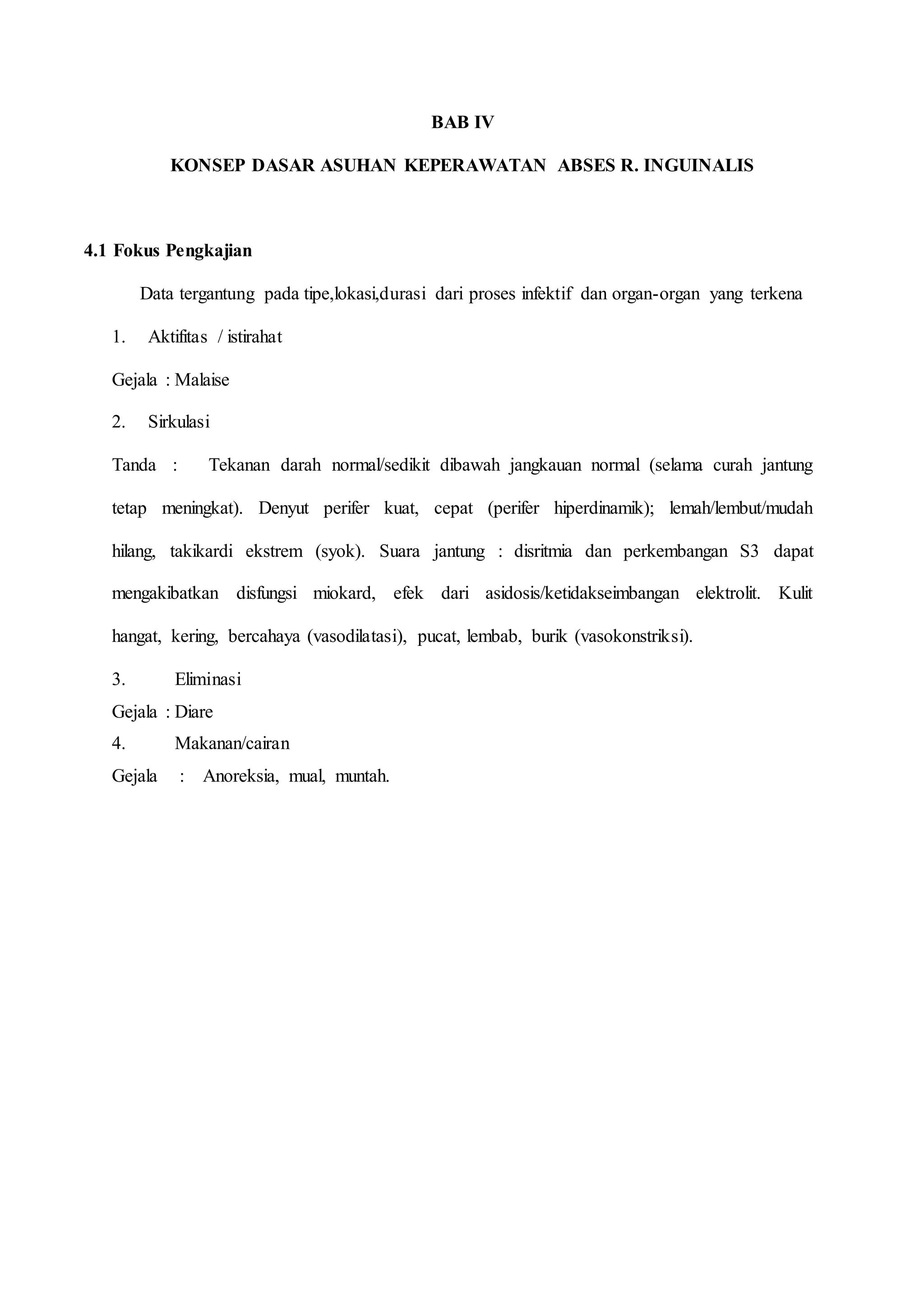 Asuhan keperawatan pada pasien dengan abses regio inguinalis | DOCX