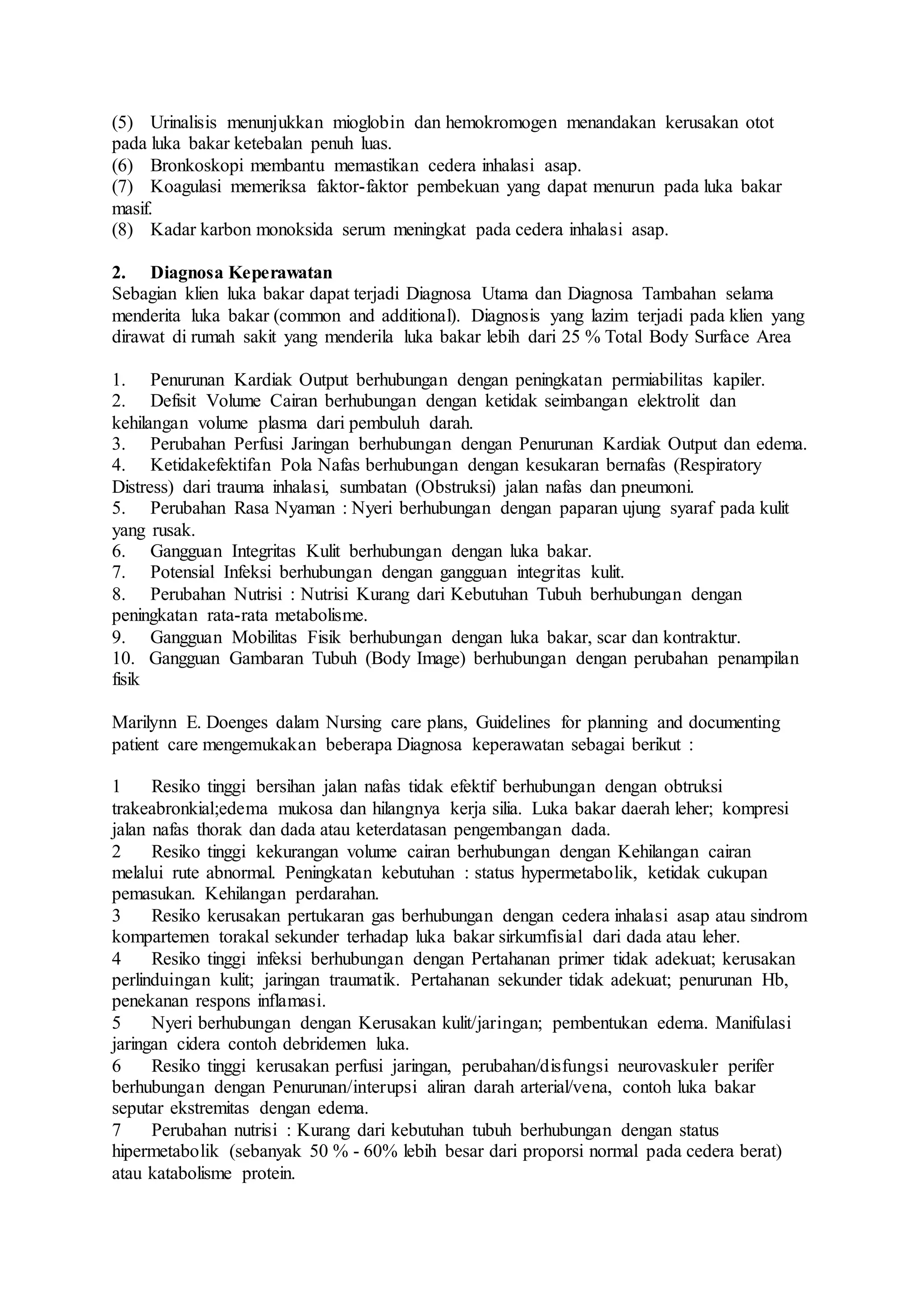 Asuhan keperawatan pada pasien dengan luka bakar | DOCX